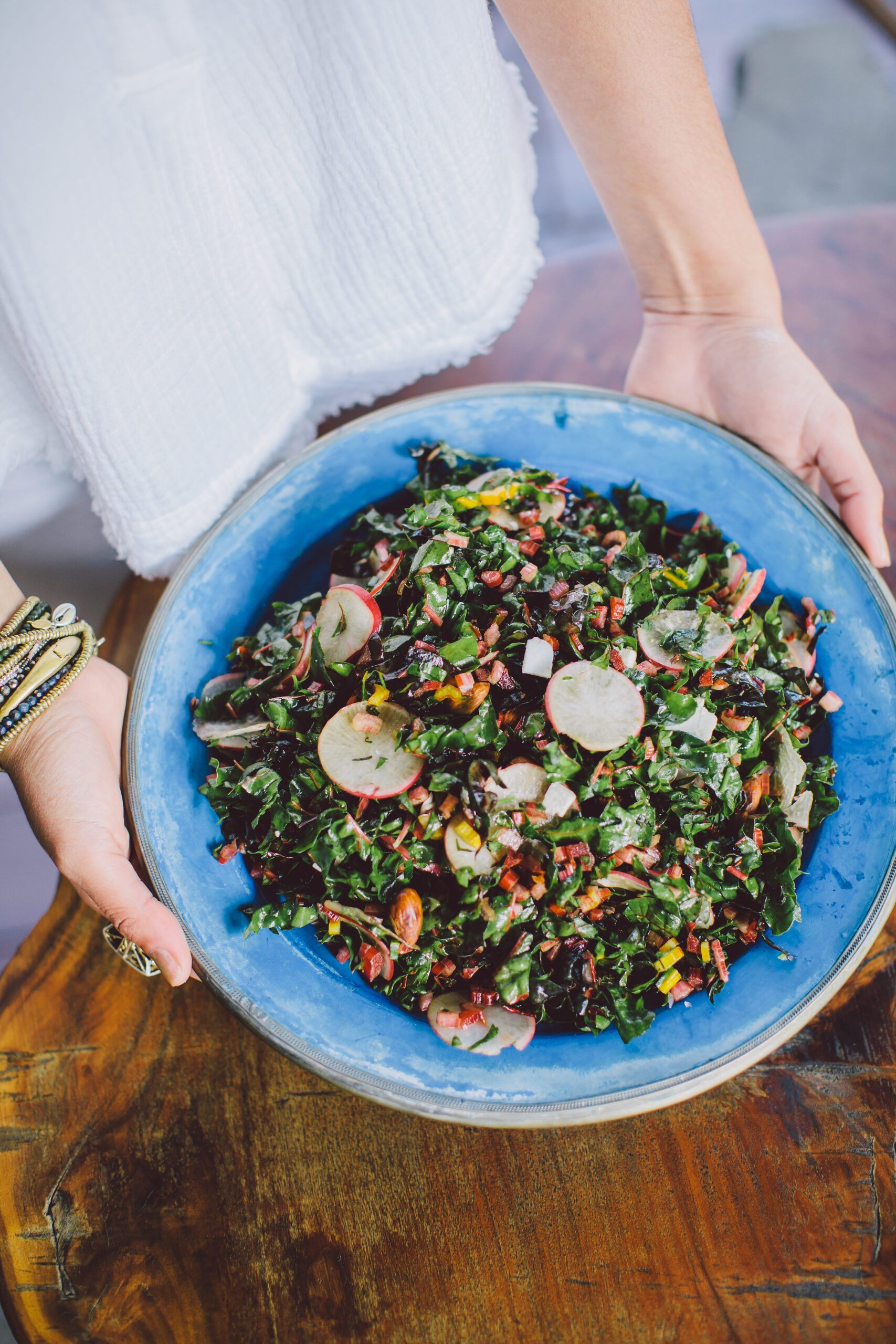 Raw Swiss Chard Salad Recipe with Cranberries, Almonds and Feta - Women ...