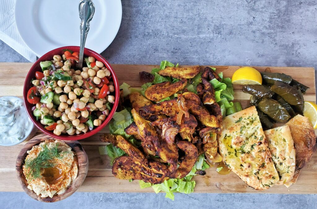 Sheet Pan Chicken Shawarma with Chickpea and Tomato Salad - Women of Today