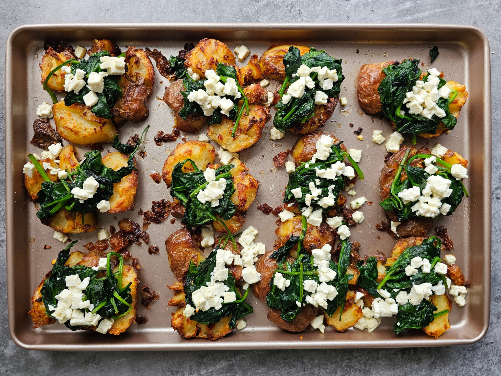 Spinach and Feta Smashed Potatoes - Women of Today