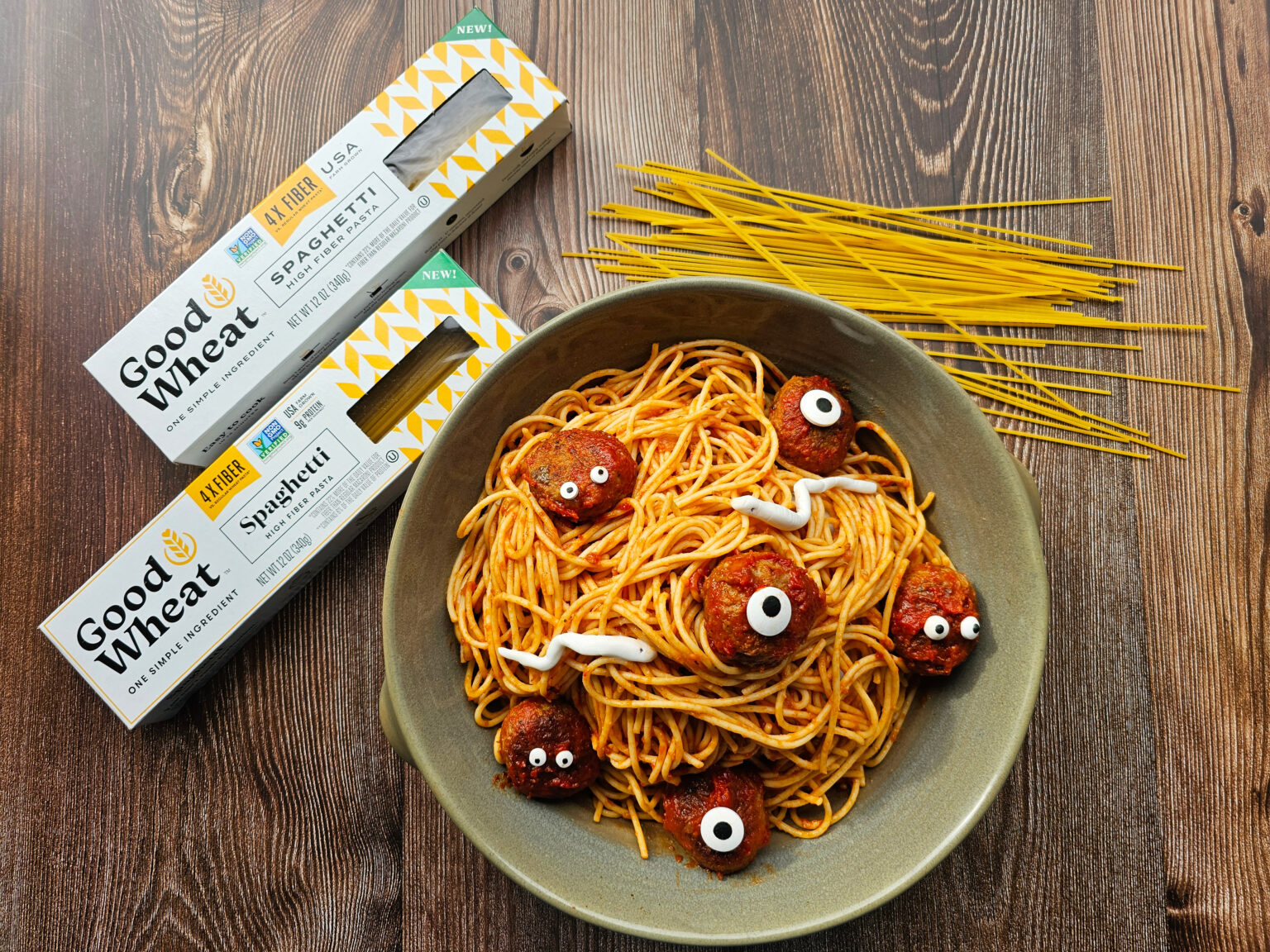 Marinara with Eyeball Meatballs and GoodWheat Spaghetti - Women of Today