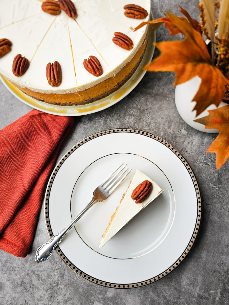 Pumpkin Cheesecake With Bourbon Sour Cream Topping - Women of Today