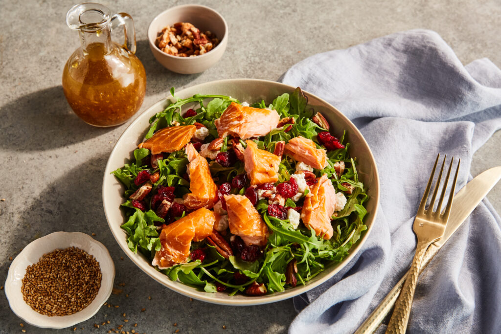 Arugula Salad with Hot Smoked Salmon + Sherry-Maple Dressing - Women of ...