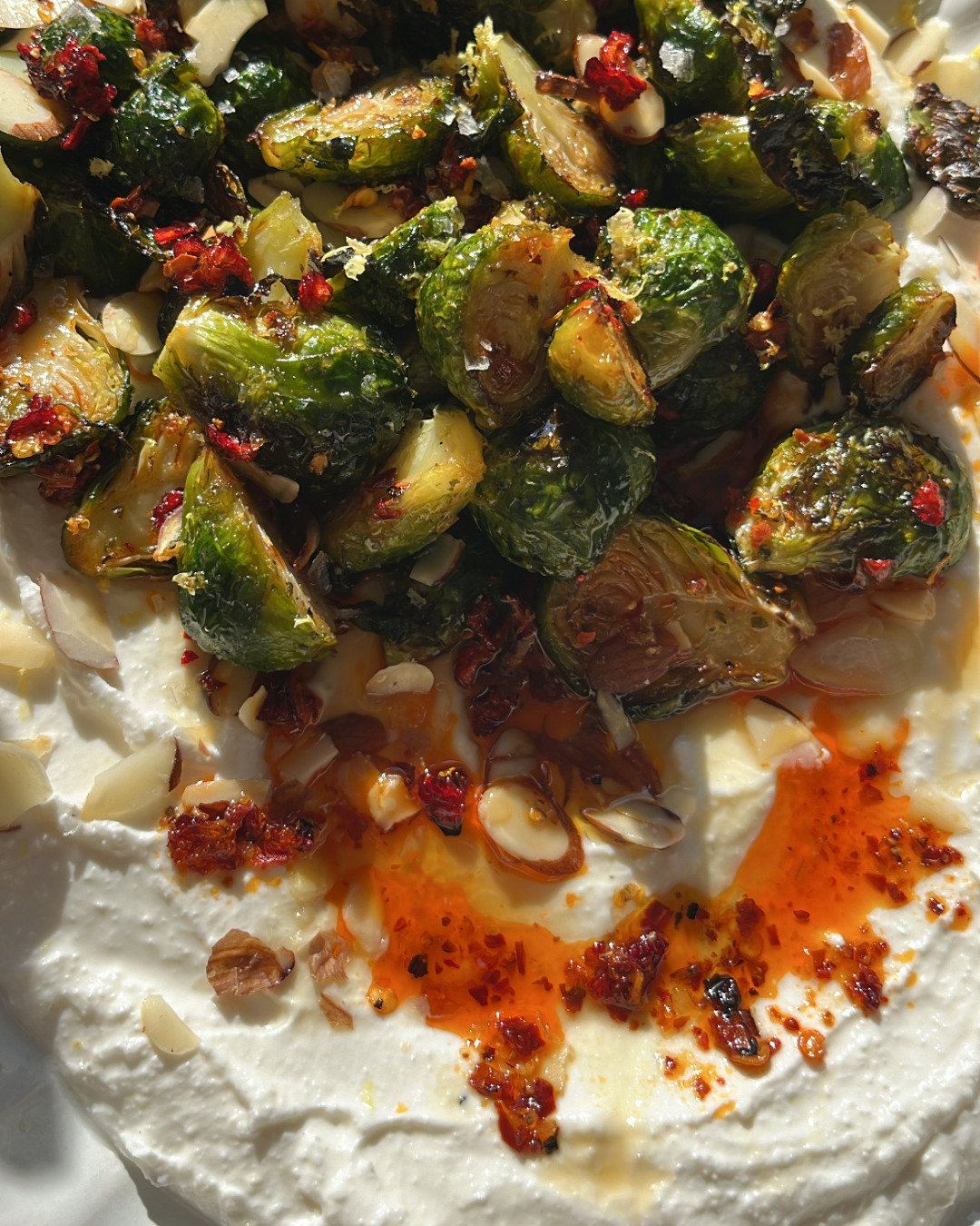 Brussels Sprouts with Whipped Hot Honey Feta - Women of Today