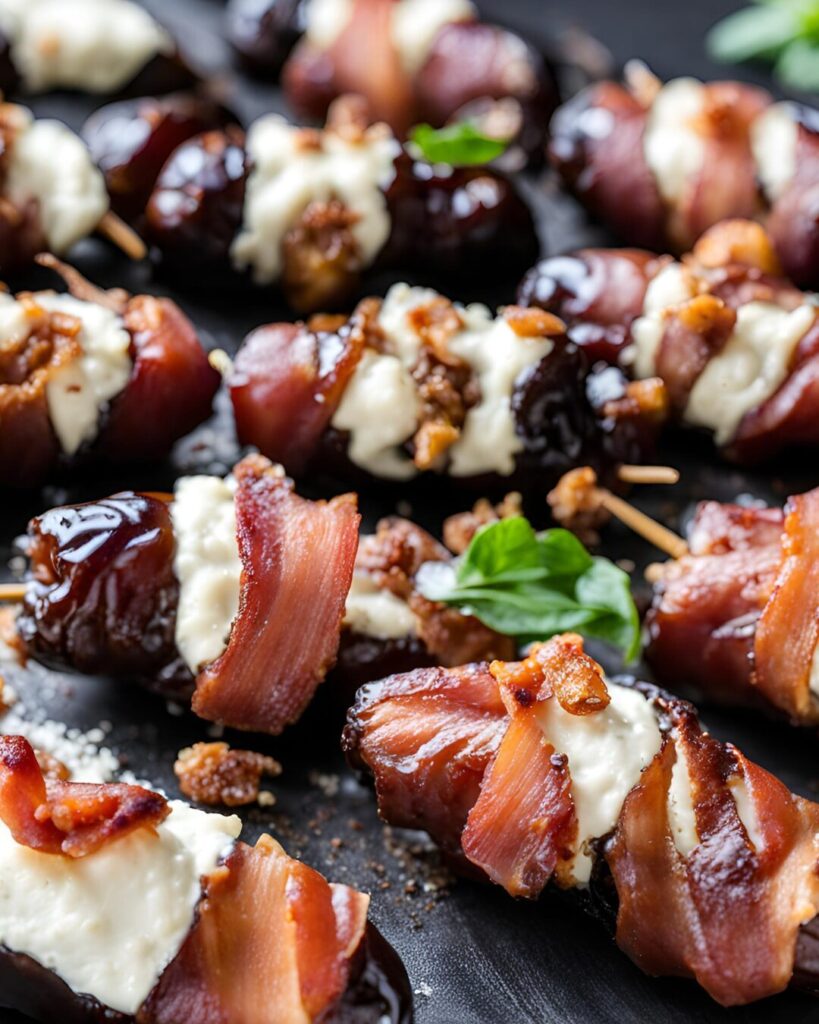 Goat Cheese Stuffed Bacon Wrapped Dates - Women of Today