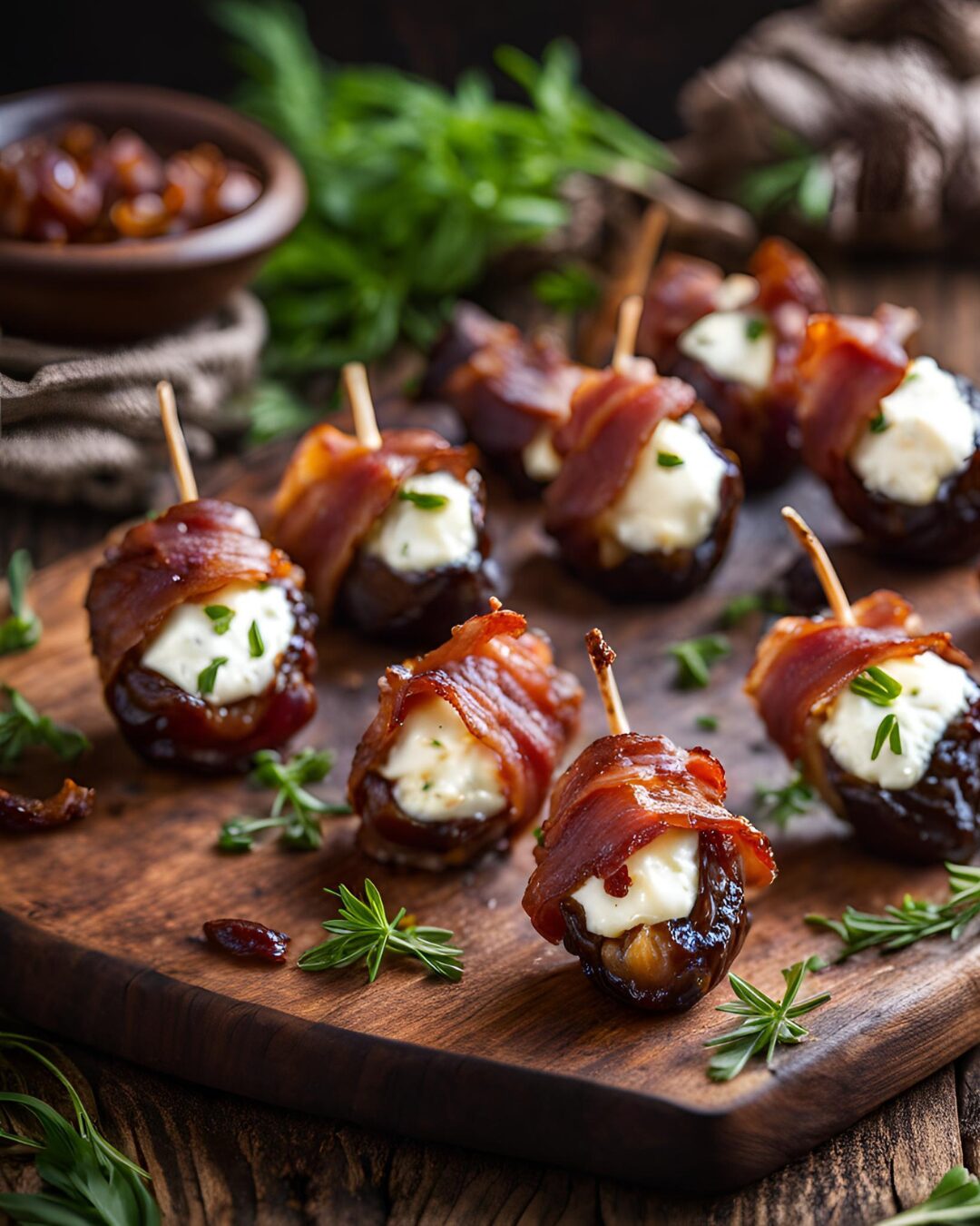 Dátiles envueltos en tocino y rellenos de queso de cabra - Mujeres de hoy