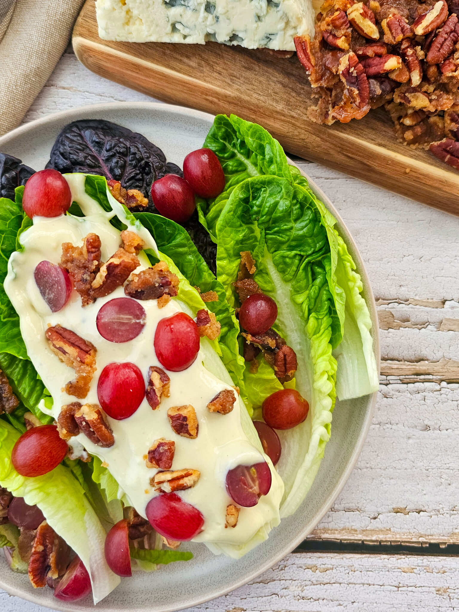 Deconstructed Leaf Lettuce Salad with Walnuts, Grapes, and Dijon Bleu ...